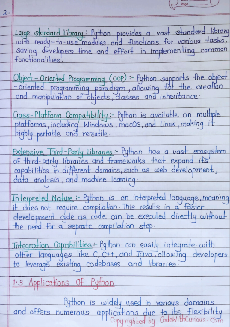 Programming Language Handwritten Notes Combo Java Pyathon C C Codewithcurious