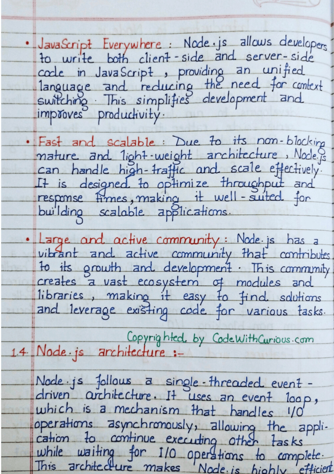Node.js Handwritten Notes - CodewithCurious