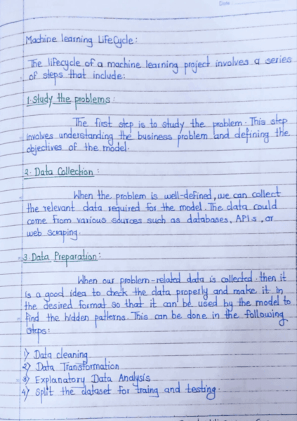 Machine Learning Handwritten Notes - CodewithCurious