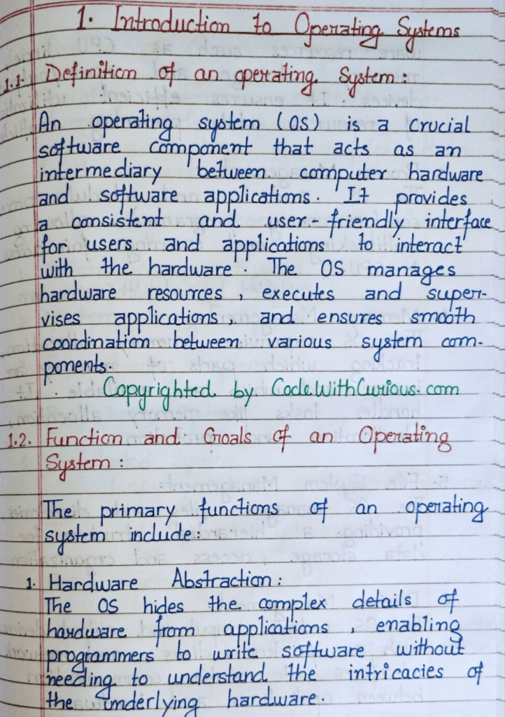 Operating System Handwritten Notes - CodewithCurious Operating System Handwritten Notes - CodewithCurious