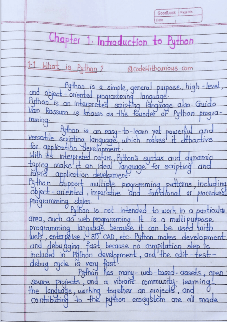 Python Deep Dive Handwritten Notes - CodewithCurious Python Deep Dive Handwritten Notes - CodewithCurious
