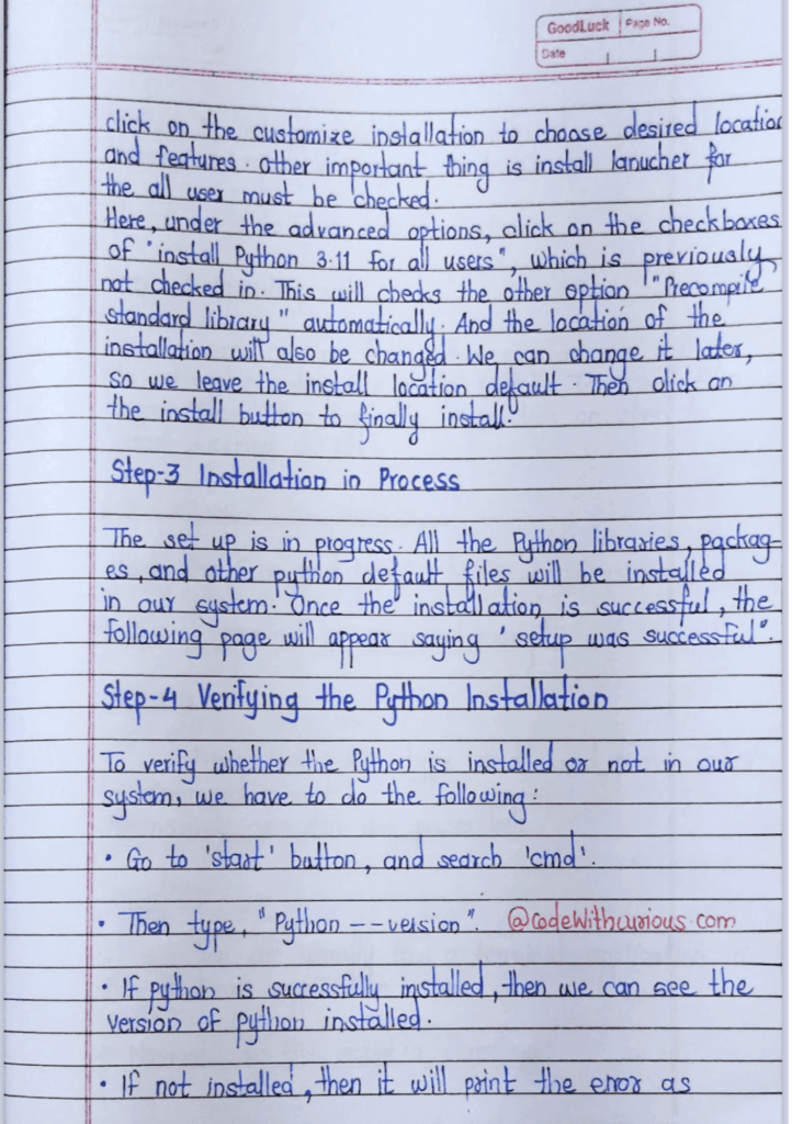 Python Deep Dive Handwritten Notes Codewithcurious 5857